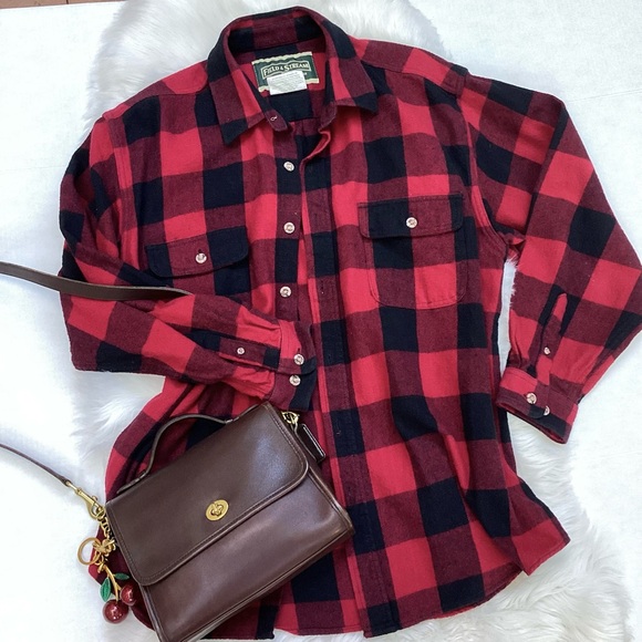 Vintage | Tops | Vintage Field Stream Shacket Buffalo Check Red And ...